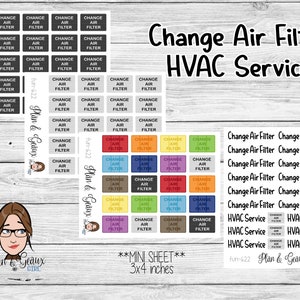 Change Air Filter Planner Stickers HVAC Home Maintenance - Etsy