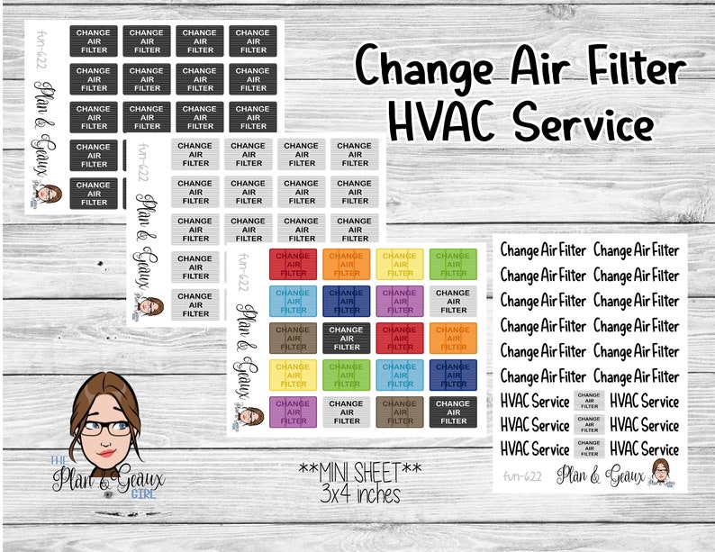 Change Air Filter Planner Stickers HVAC Home Maintenance - Etsy