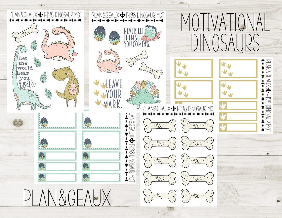 Dinosaur Roar Planner Stickers, Motivational Planner Stickers, Dinosaur ...