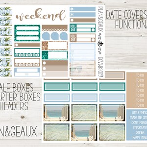 Beach Weekly Kit Planner Stickers, Sand and Surf Weekly Stickers, Beach ...