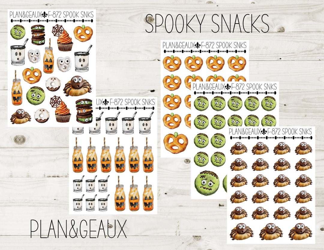 Halloween Spooky Snacks Stickers, Cookies Stickers, Halloween Stickers ...