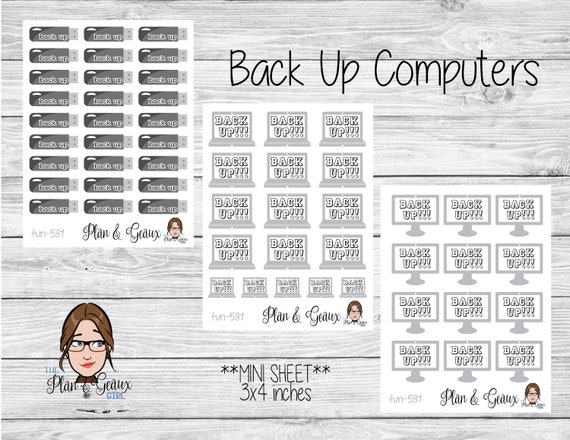 Back up Laptop Files Planner Sticker Back up Computers Flash - Etsy