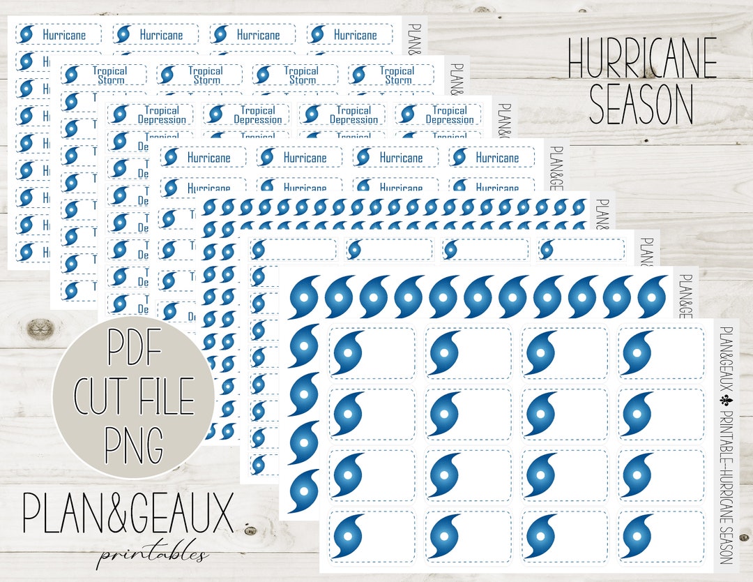 PRINTABLE Planner Stickers, Hurricane Season Planner Stickers ...