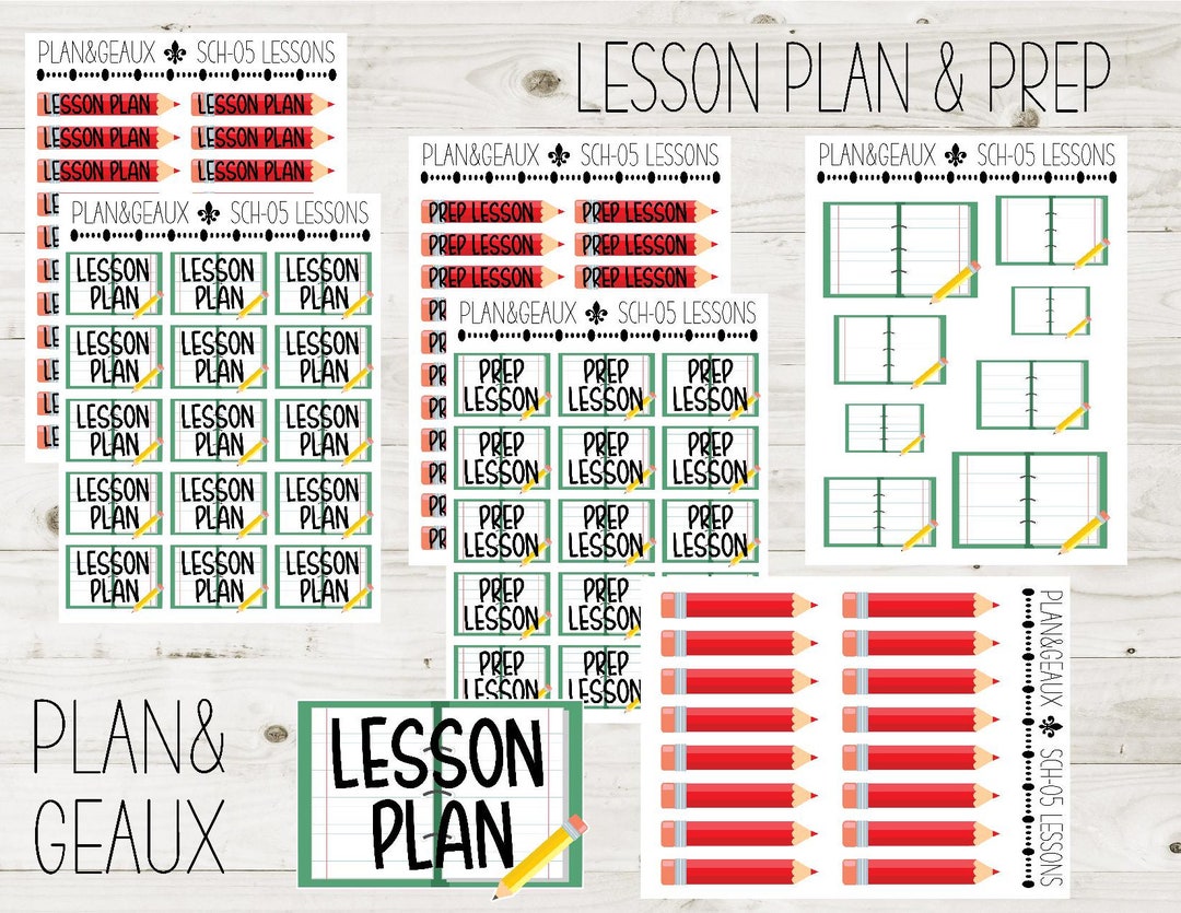 Lesson Plan Stickers, Lesson Prep Planner Stickers, School Planner ...
