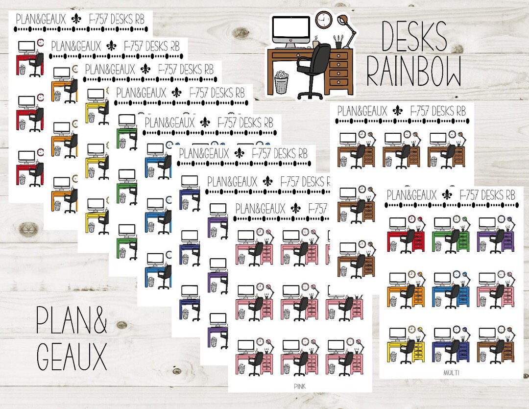 Desks Planner Stickers, Rainbow Desks Stickers, Desk Stickers, Rainbow ...