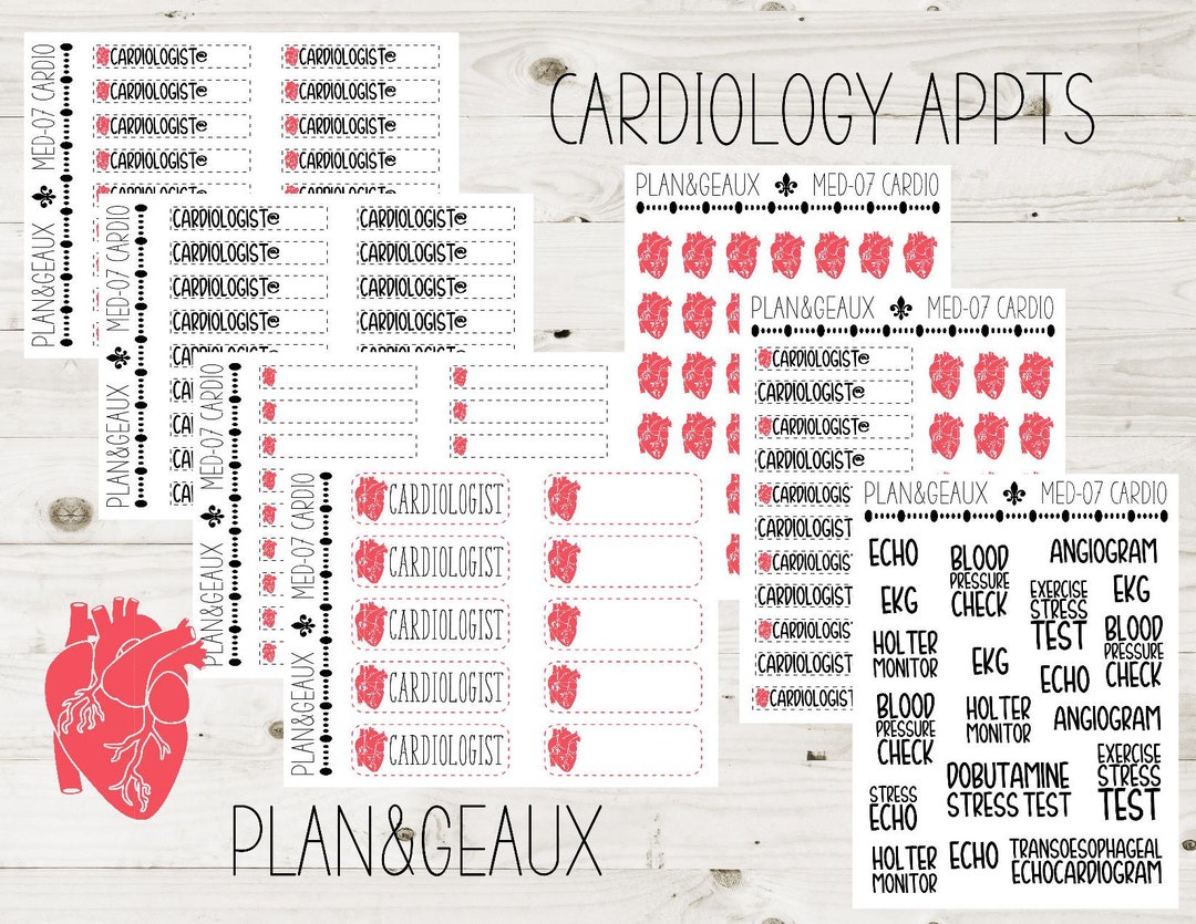 Cardiology Planner Stickers, Heart Tests Stickers, Cardiology Tests ...