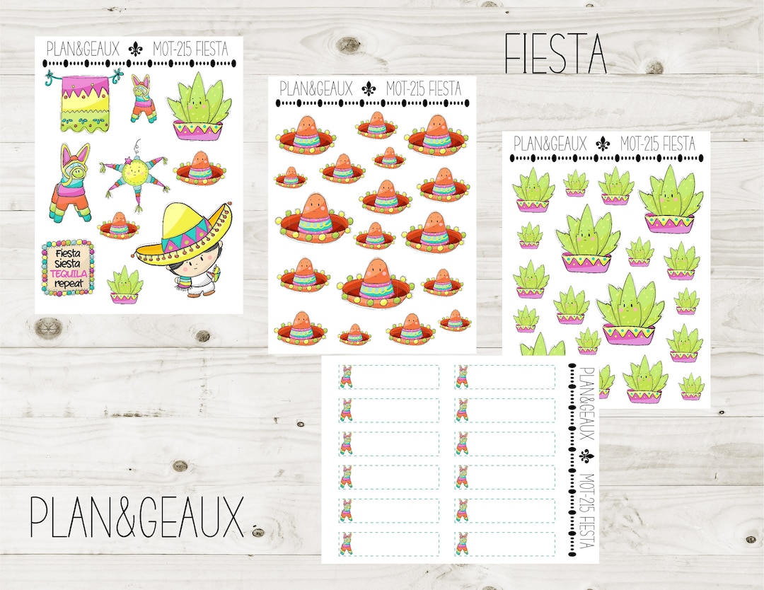 Fiesta Planner Stickers, Pinata Planner Stickers, Succulent Planner ...