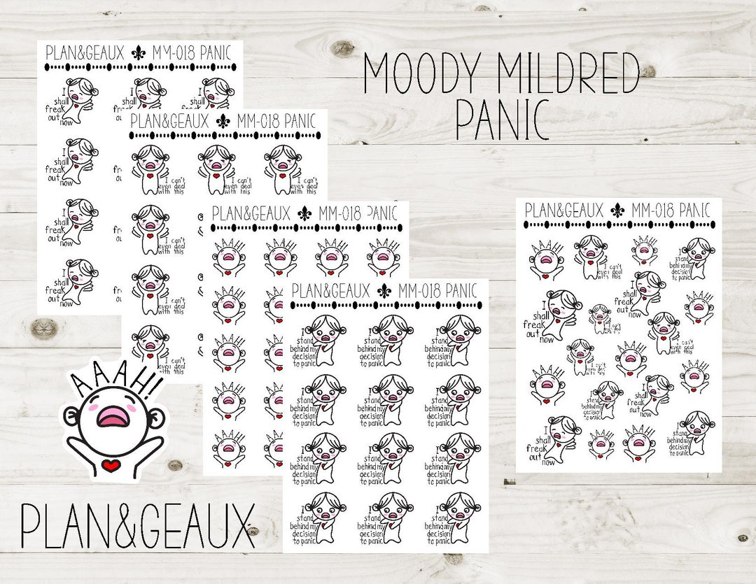 Moody Mildred Freak Out, Freaking Out Planner Stickers, Panic Stickers ...