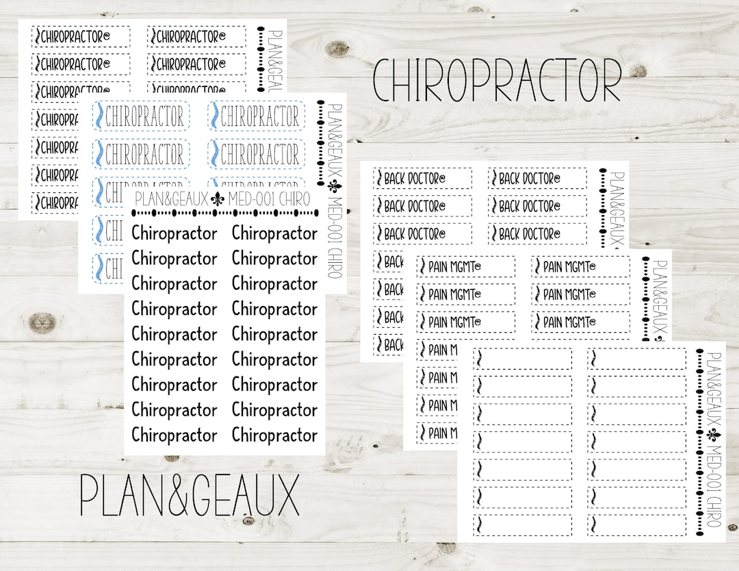 Chiropractor Planner Stickers, Chiro Appointment Stickers, Back Doctor ...