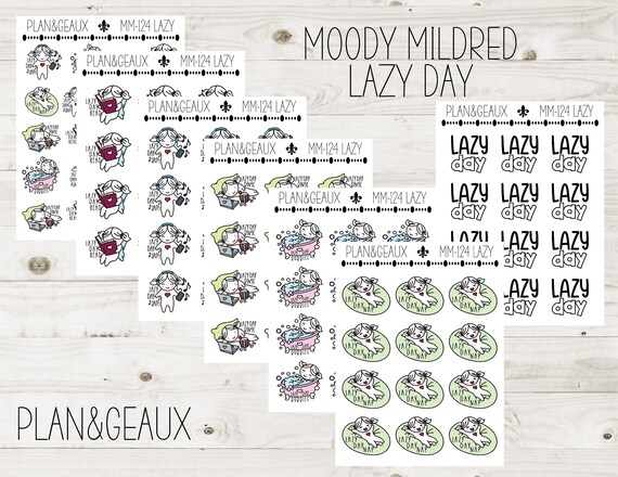 Moody Mildred Lazy Lazy Day Planner Stickers MINI Sheets | Etsy