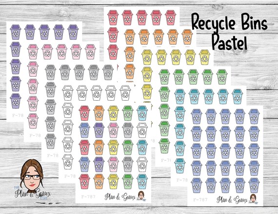 Recycle Bin Stickers Recycling Stickers Trash Day Sticker | Etsy