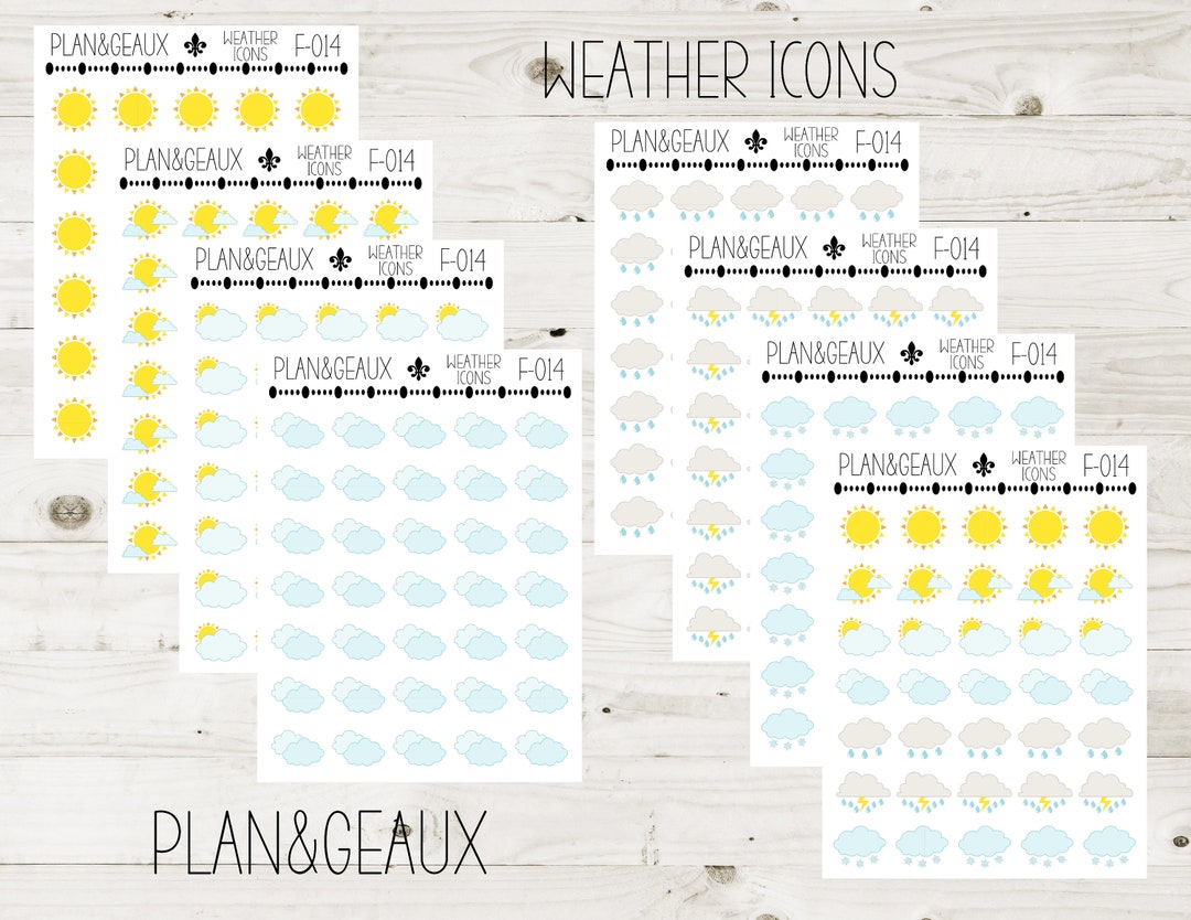 Weather Planner Stickers, MINI Sheets, Bullet Journal, Weather Stickers ...