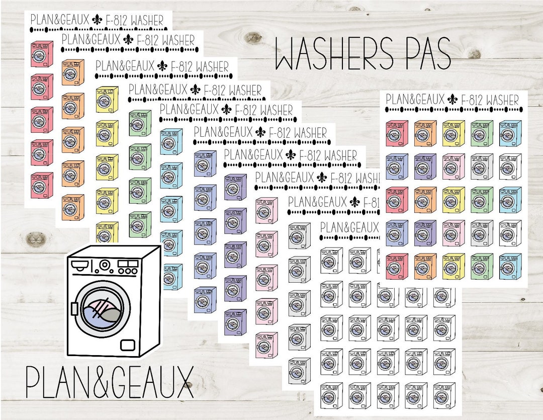 Washing Machine Stickers, Washer Stickers, Wash Clothes Sticker, Pastel ...