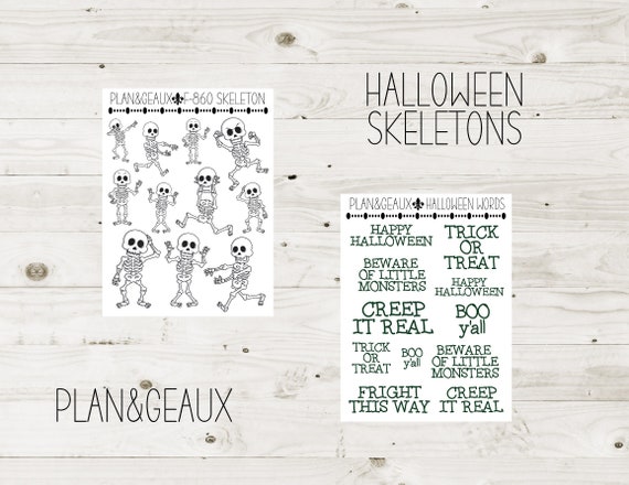 Halloween Skeleton Stickers Skeletons Stickers Halloween - Etsy