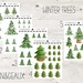 Winter Trees Planner Sticker, Snowy Trees Stickers, Evergreen Trees ...