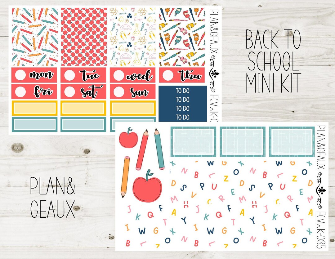 Back to School MINI Weekly Kit Planner Stickers, School Mini Kit Weekly ...