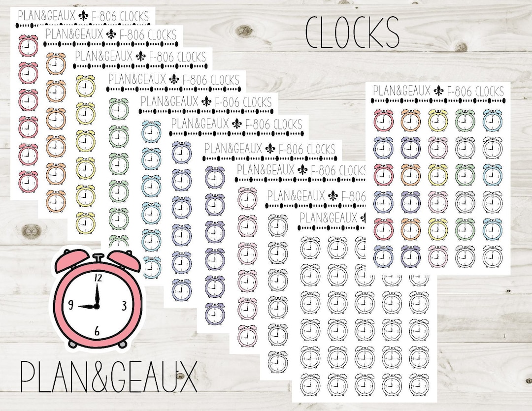 Clock Stickers, Alarm Clock Stickers, Time Sticker, Pastel Colors ...