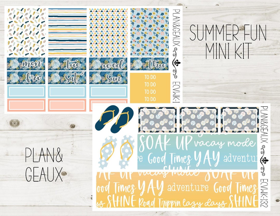 Summer Fun MINI Weekly Kit Planner Stickers, Summer Mini Kit Weekly ...
