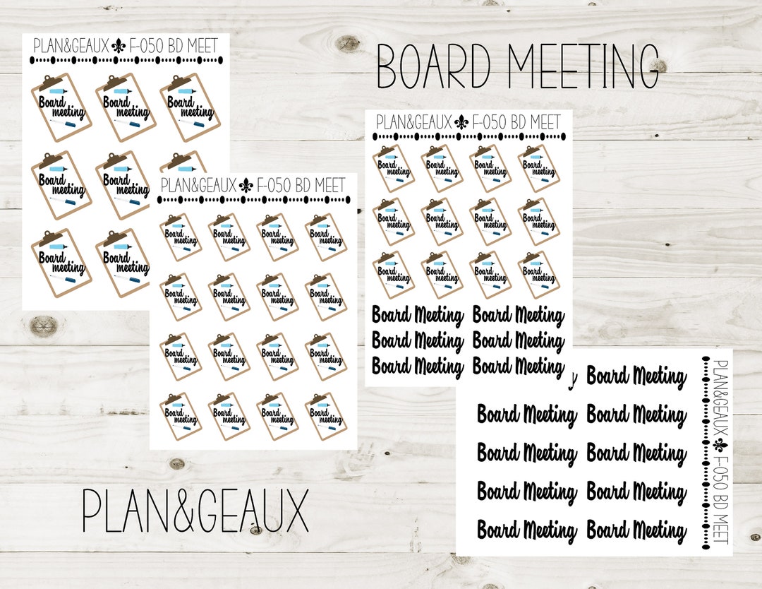 Board Meeting Planner Stickers, Mini Sheets, Board Meeting Stickers ...