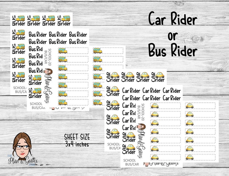Car Rider Bus Rider Planner Stickers School Planner Stickers | Etsy