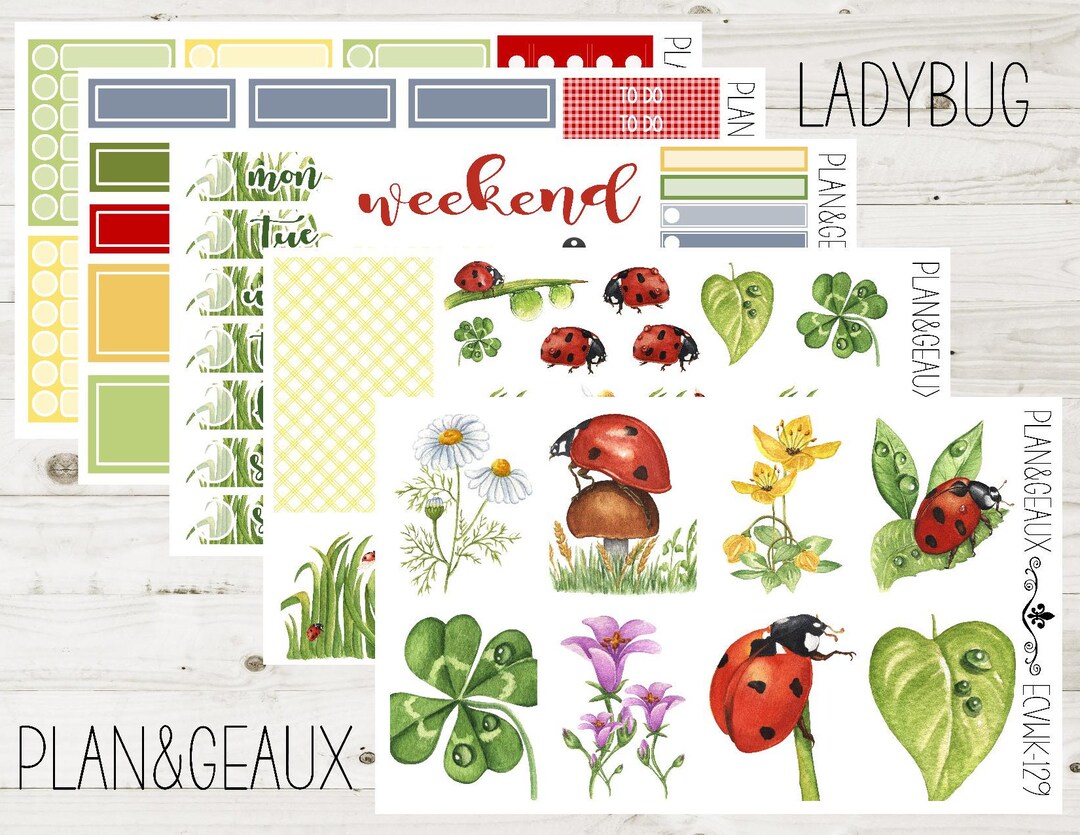 Ladybug Weekly Planner Kit, Ladybug Weekly Planner Stickers, Ladybugs ...