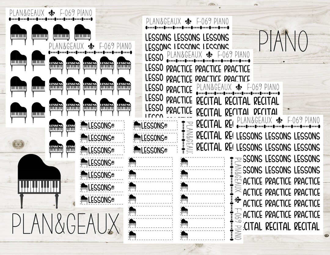 Piano Lessons Planner Stickers, Lessons Stickers, Music Lessons ...