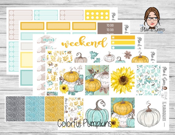 Pumpkins Weekly Kit Planner Stickers Colorful Pumpkins Weekly | Etsy
