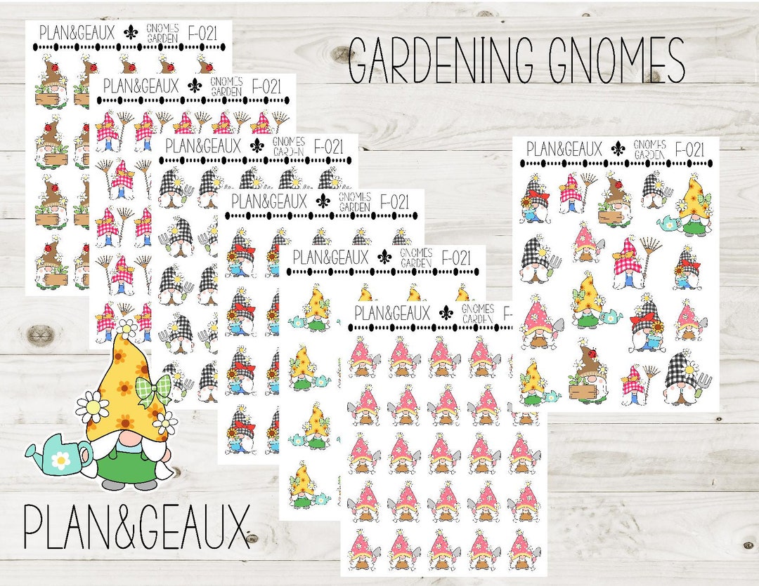 Garden Gnomes Stickers, Gardening Stickers, Gnome Stickers, Garden ...