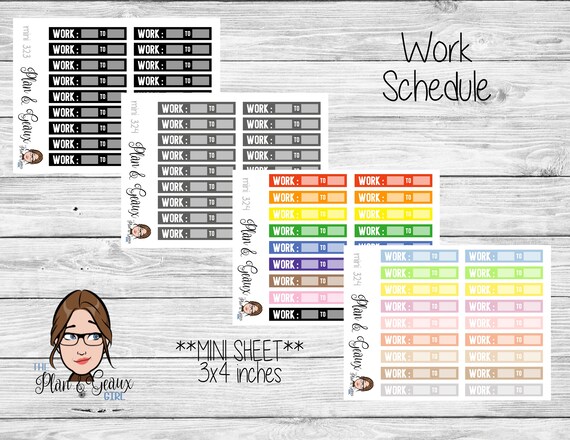 Work Schedule Planner Sticker Work Time Planner Sticker | Etsy