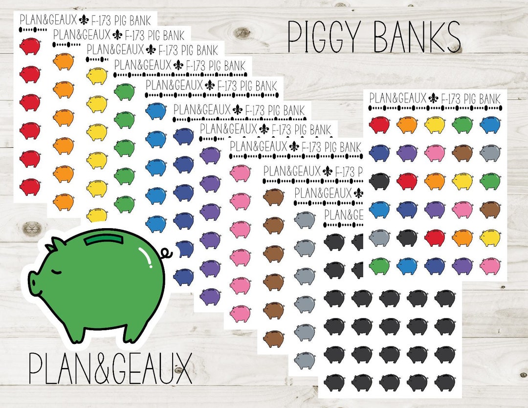 Piggy Bank Stickers, Bank Stickers, Money Sticker, Rainbow Colors ...