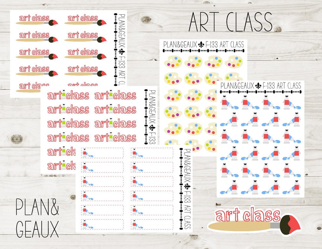 Art Class Planner Stickers, Art Lessons Planner Stickers, Painting ...