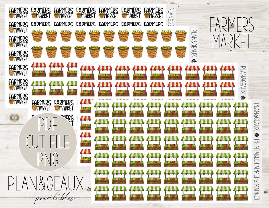 PRINTABLE Planner Stickers, Farmers Market Planner Stickers, Farmer's ...