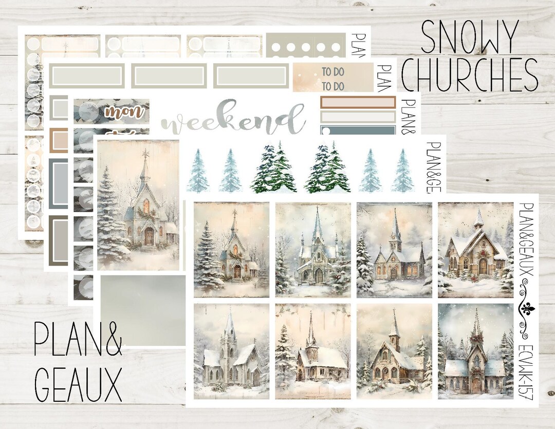 Snowy Winter Churches Weekly Kit Planner Stickers, Church Weekly ...