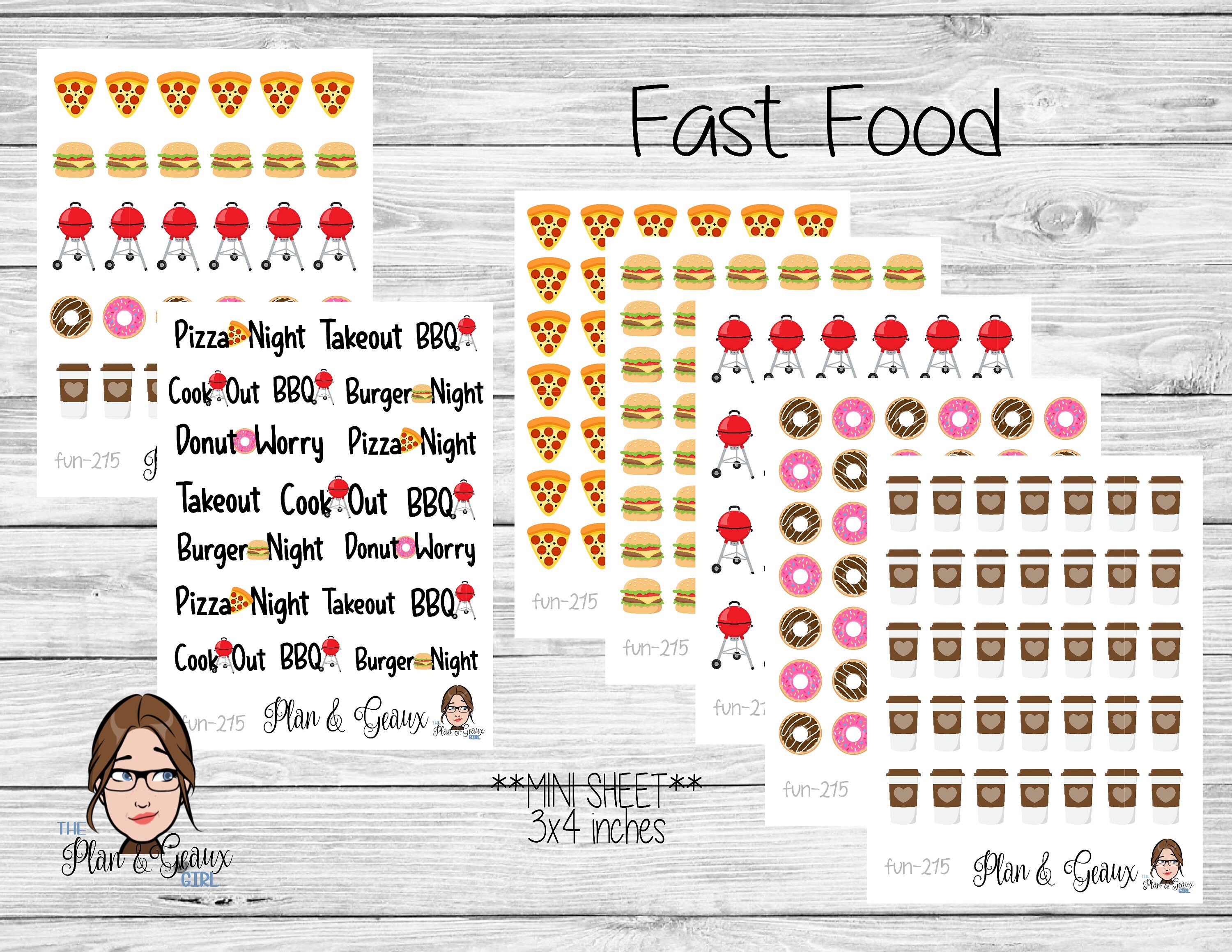 Fast Food Planner Stickers Pizza Burgers Donuts Planner - Etsy