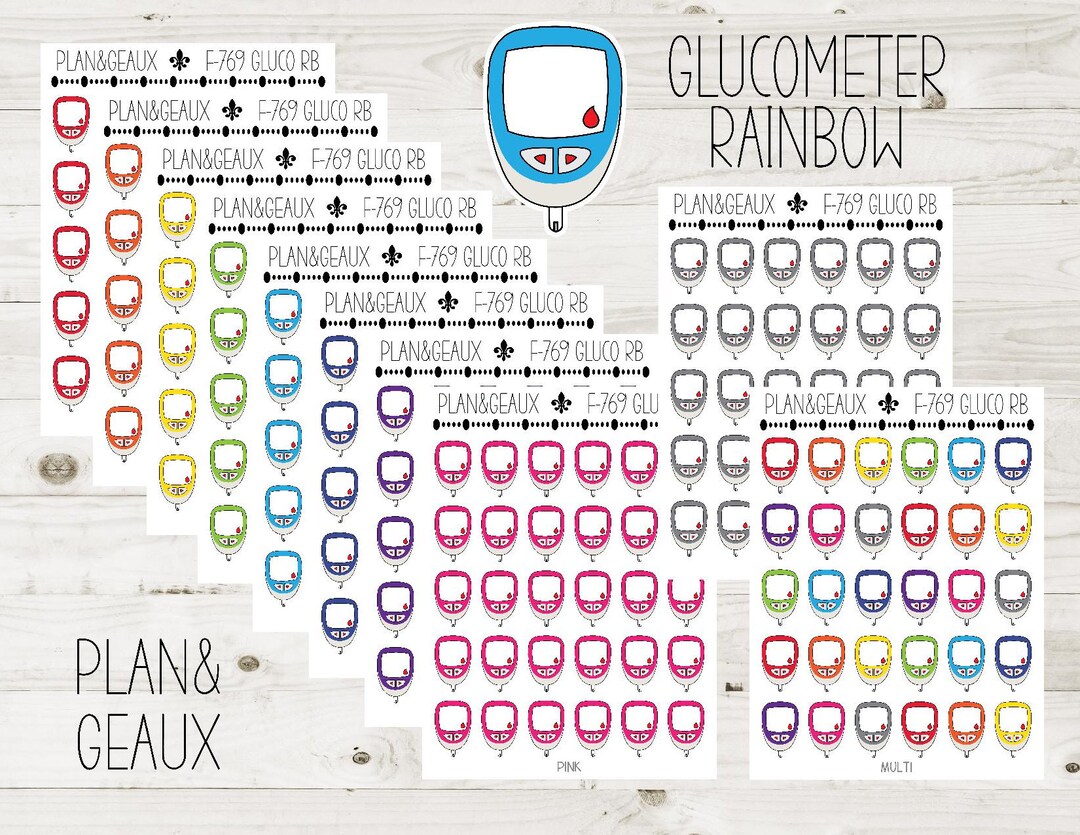 Glucometer Stickers, Blood Sugar Stickers, Diabetes Sticker, Rainbow ...