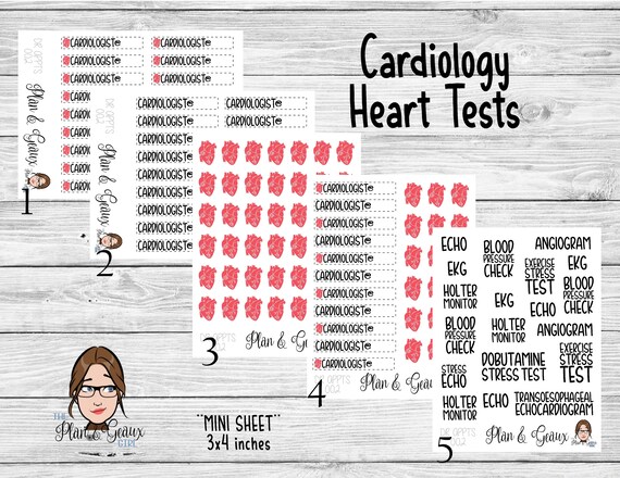 Cardiology Planner Stickers Heart Tests Stickers Cardiology | Etsy