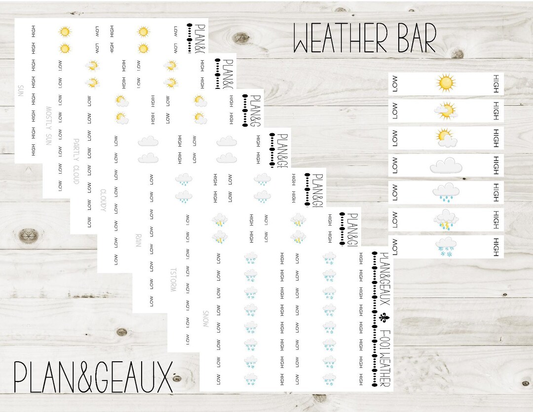 Weather Tracker Planner Stickers, Weather Bar Planner Stickers, MINI ...