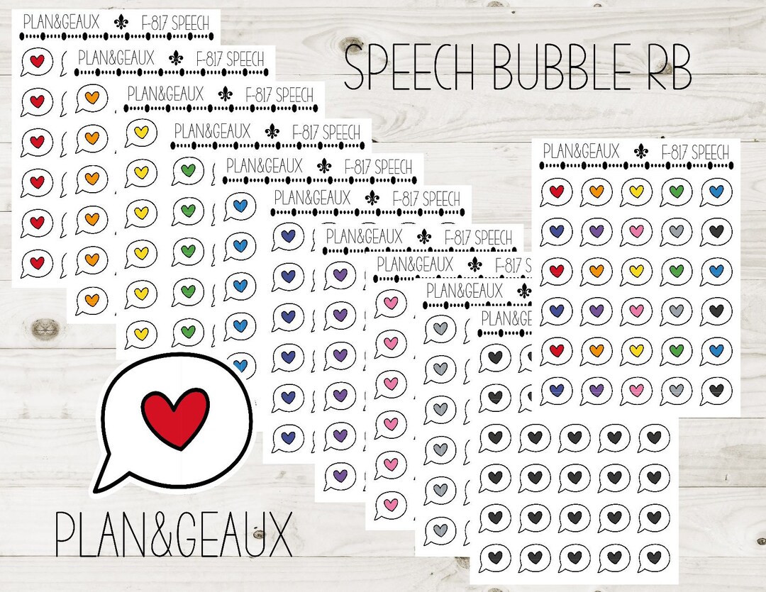 Speech Bubble Stickers, Text Stickers, Speech Sticker, Rainbow Colors ...