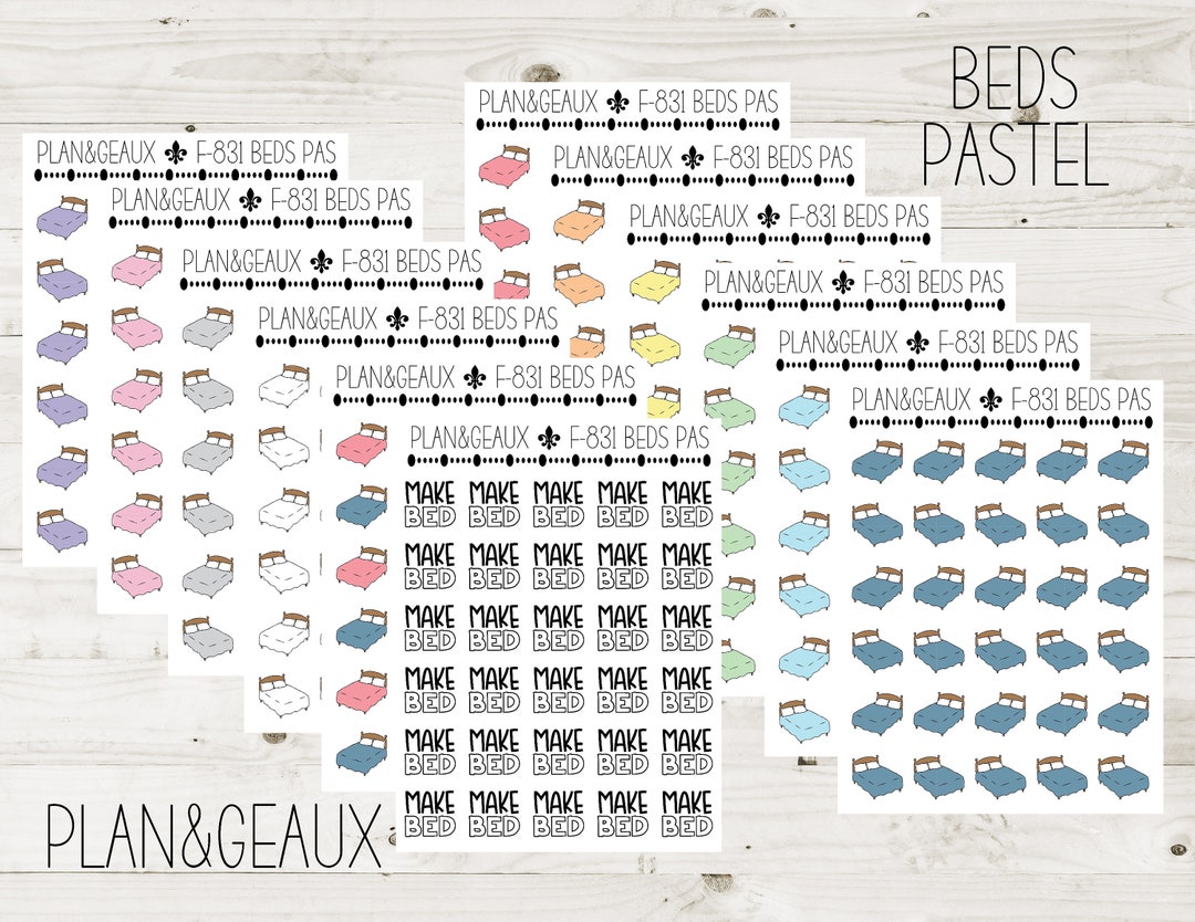 Bed Stickers, Bedroom Stickers, Change Sheets Sticker, Pastel Colors ...