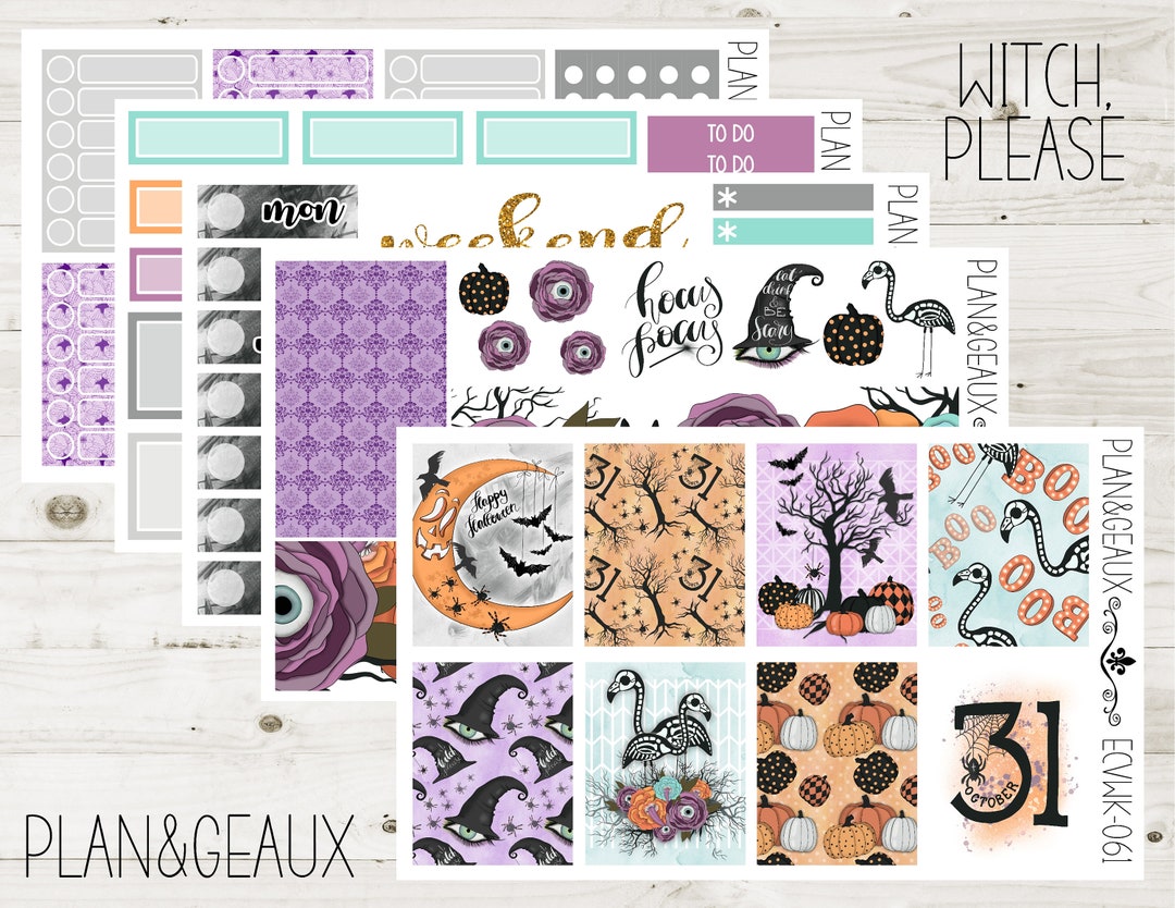 Witch Please Weekly Kit Planner Stickers, Halloween Weekly Stickers ...