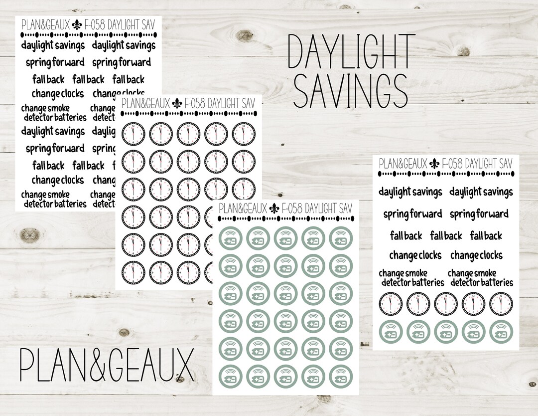 Daylight Savings Time Planner Stickers, Time Change Planner Stickers ...