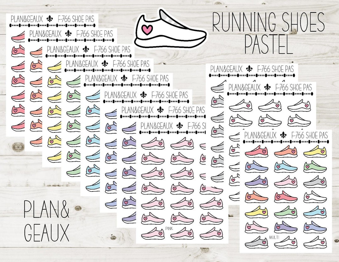 Running Shoes Planner Stickers, Jogging Stickers, Steps Tracker ...