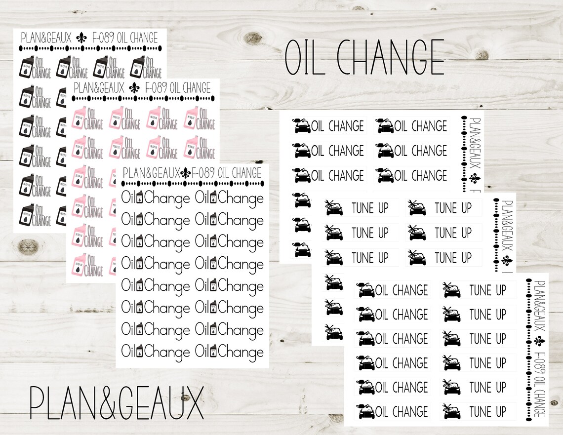 Oil Change Planner Stickers, Car Change Oil Stickers, Erin Condren ...