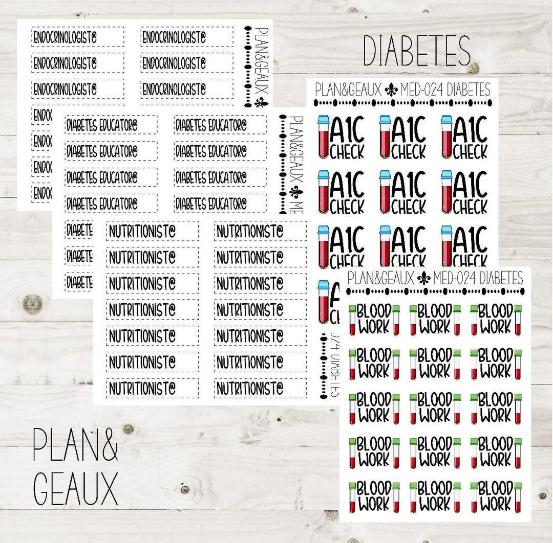 Diabetes Planner Stickers, Doctor Appt Stickers, Diabetes Educator ...
