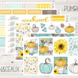 Pumpkins Weekly Kit Planner Stickers, Colorful Pumpkins Weekly Stickers ...