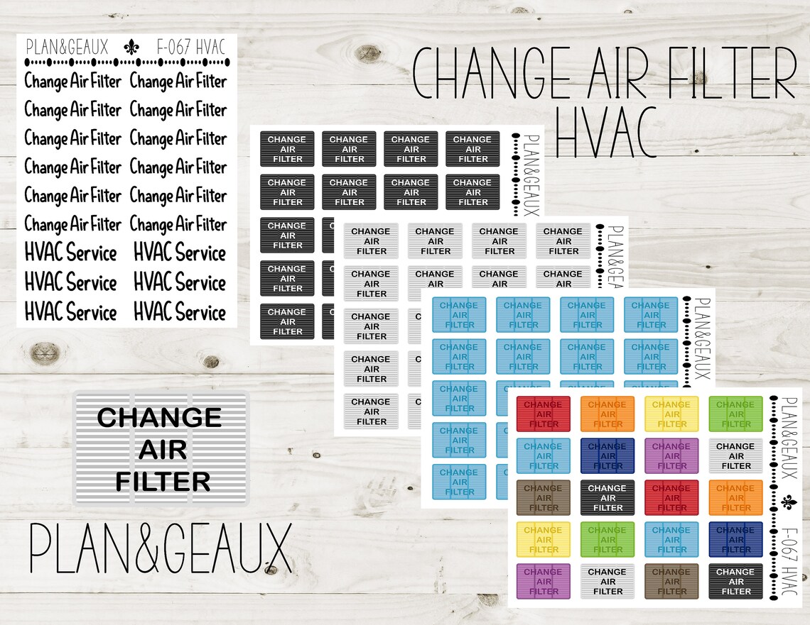 Change Air Filter Planner Stickers HVAC Home Maintenance - Etsy