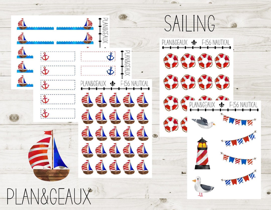 Sailboat Sailing Boating Cruise, Planner Stickers, Boating Stickers ...