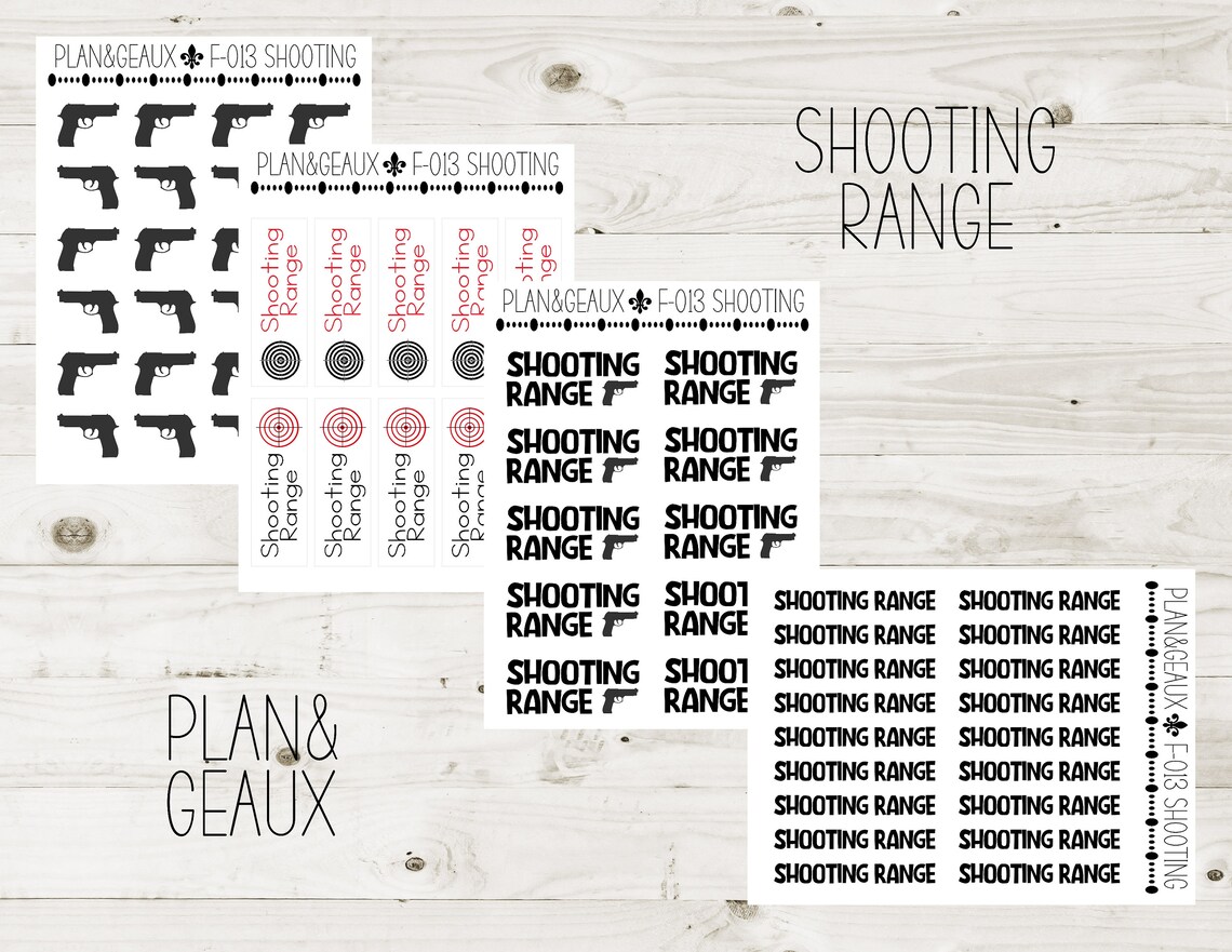 Shooting Range Planner Stickers Handgun Sticker Pistol - Etsy