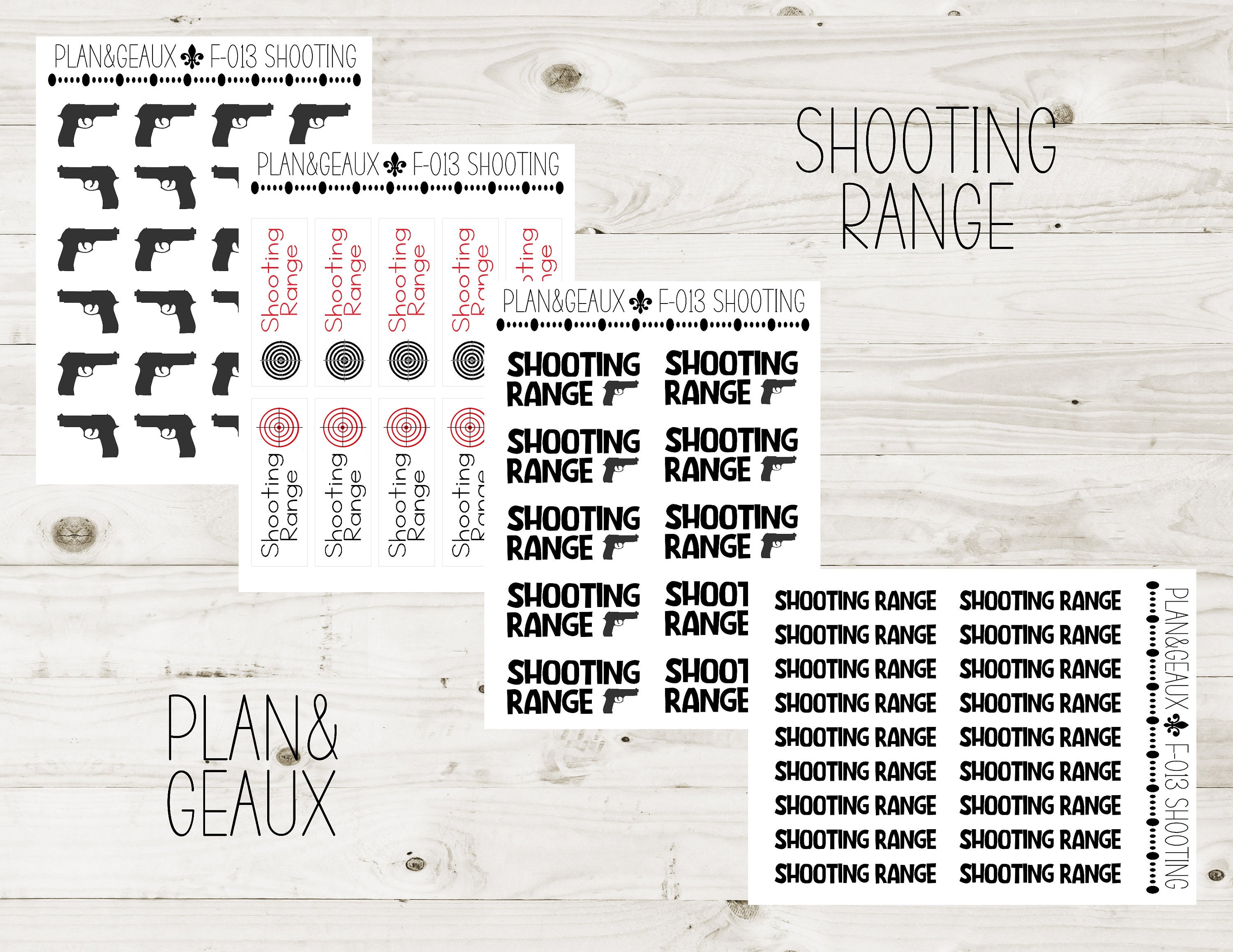 Shooting Range Planner Stickers, Handgun Sticker, Pistol Sticker ...