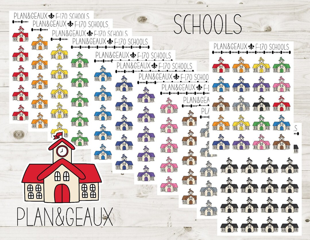 School Stickers, Schoolhouse Stickers, School Sticker, Rainbow Colors ...